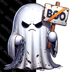Grumpy Halloween Ghost PNG: Streetwear DTF Graphic (commercial Use) - Etsy
