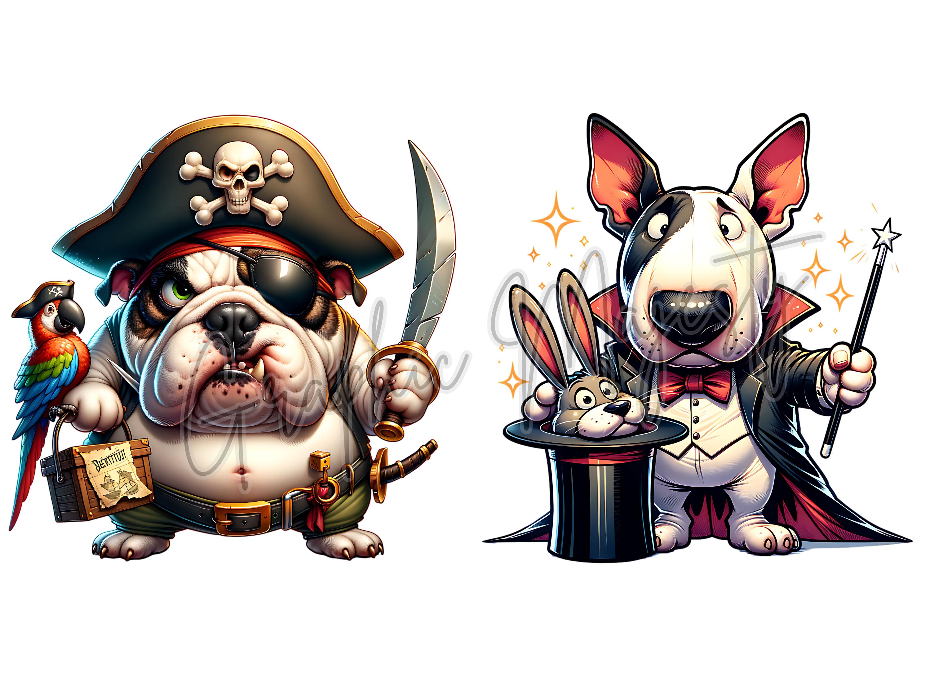 Grumpy Bull Dog Terrier Clipart Bundle, Cute Angry Pitbull Clipart, Dog ...