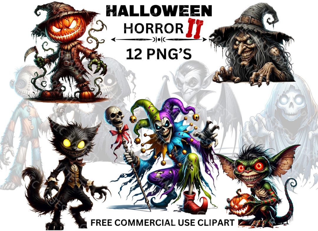 Halloween Horror Clipart Bundle: Spooky Goth PNG Images (digital ...