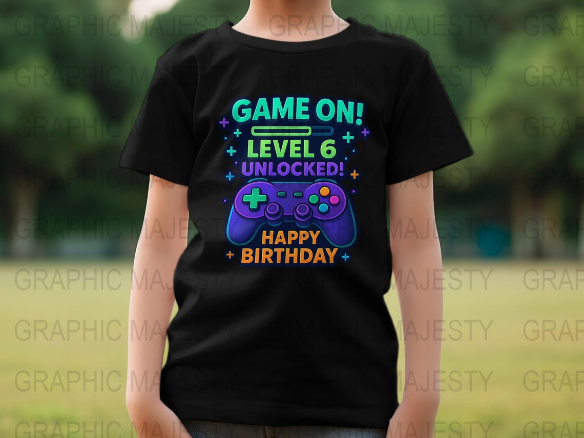 Level 6 Unlocked Gamer Birthday PNG: Controller Graphic (digital ...