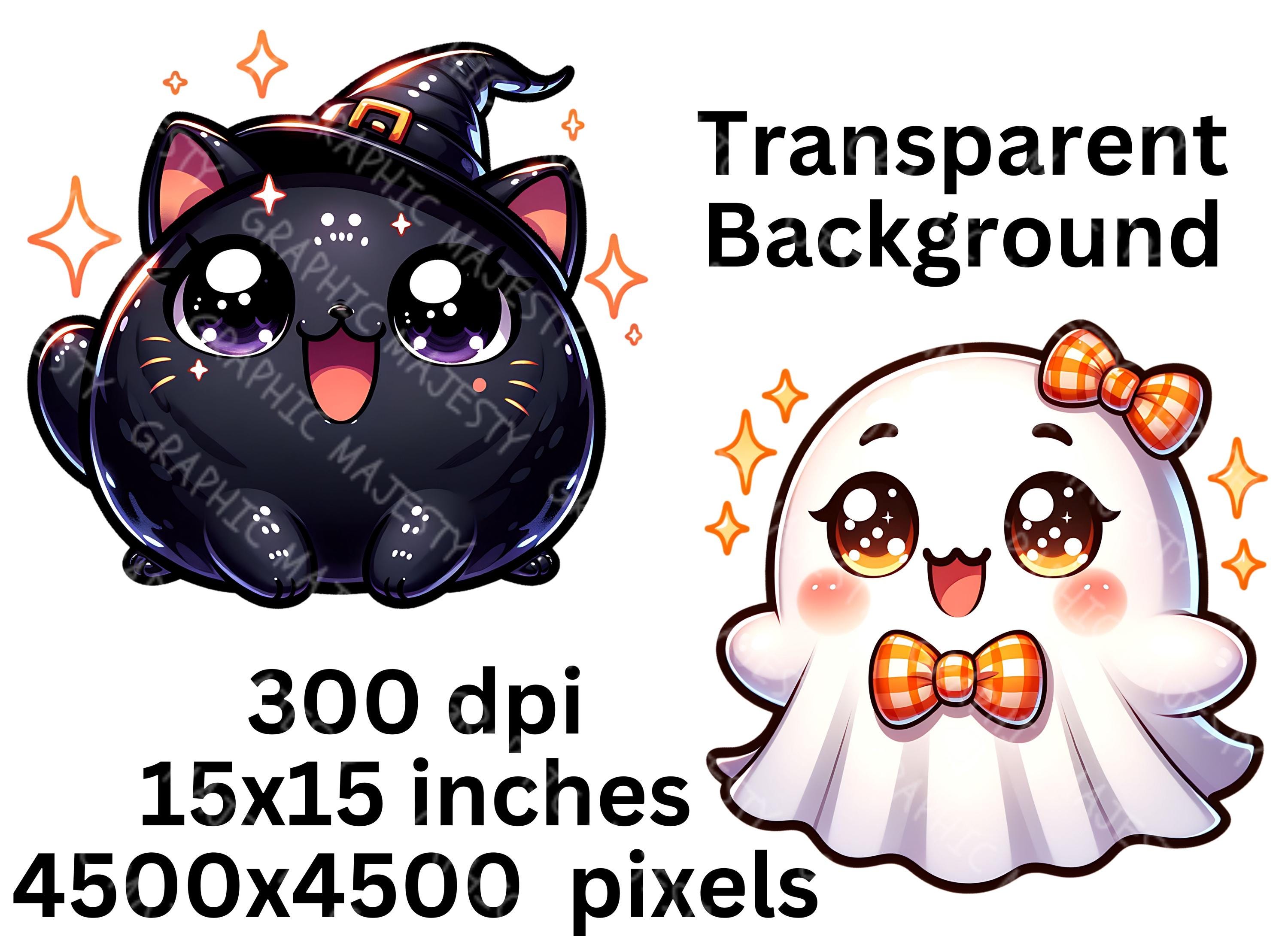 Kawaii Halloween Clipart Bundle, Spooky Cartoon PNG Graphics ...