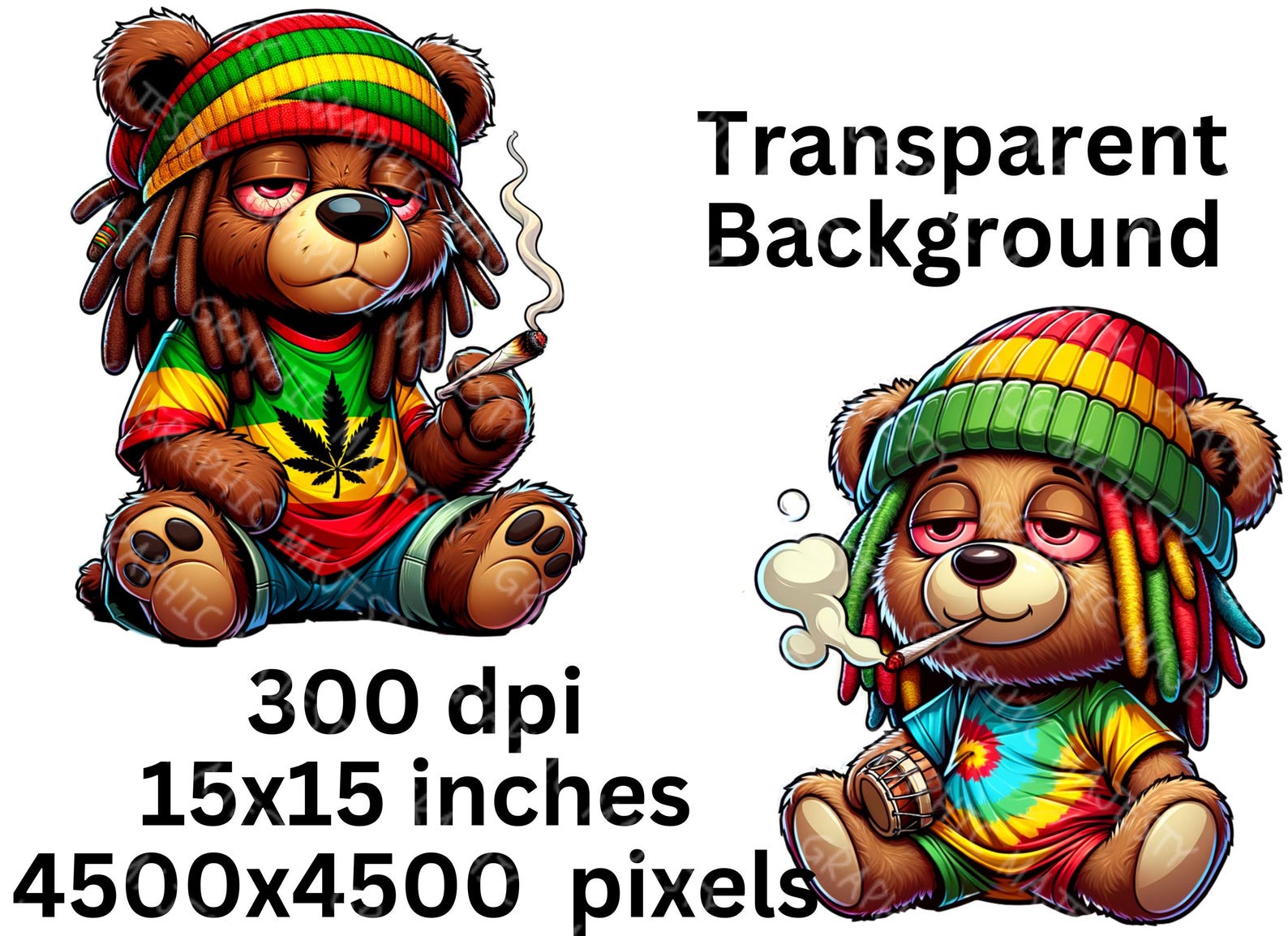 Stoned Rasta Teddy Bear Jamaican Art, Marijuana PNG Weed Clipart, Funny ...