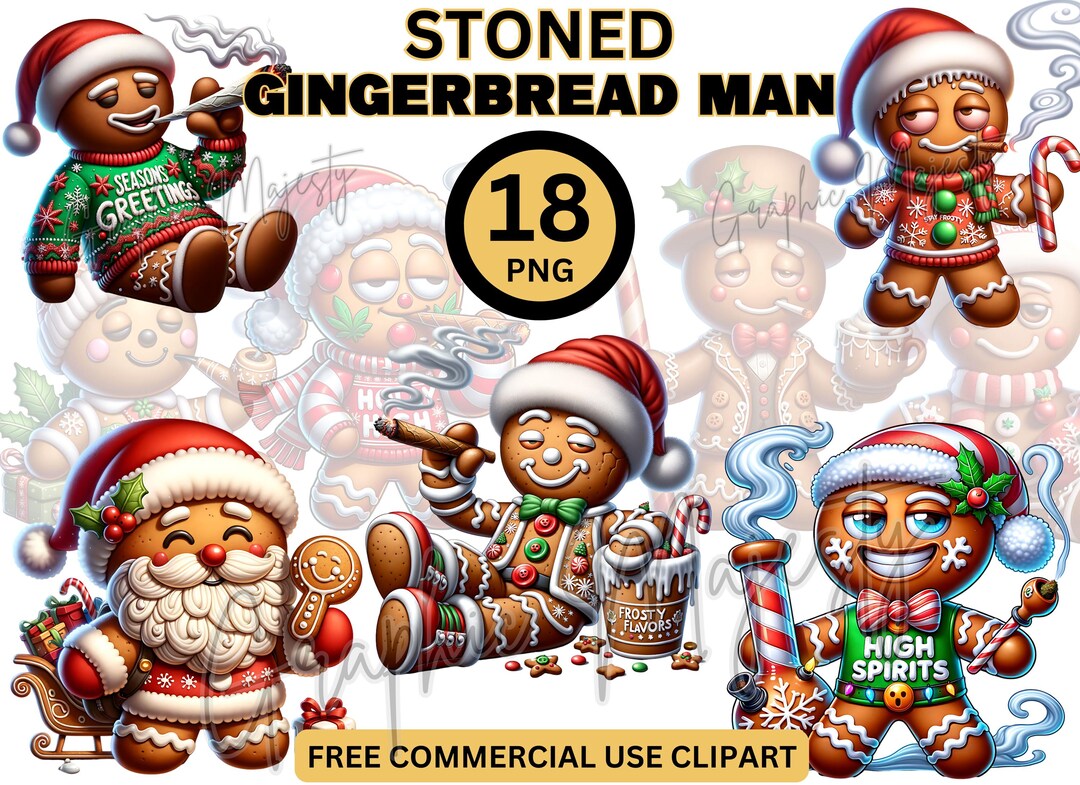 420 Stoner Gingerbread Man Cartoon Characters, Smoke Marijuana PNG ...
