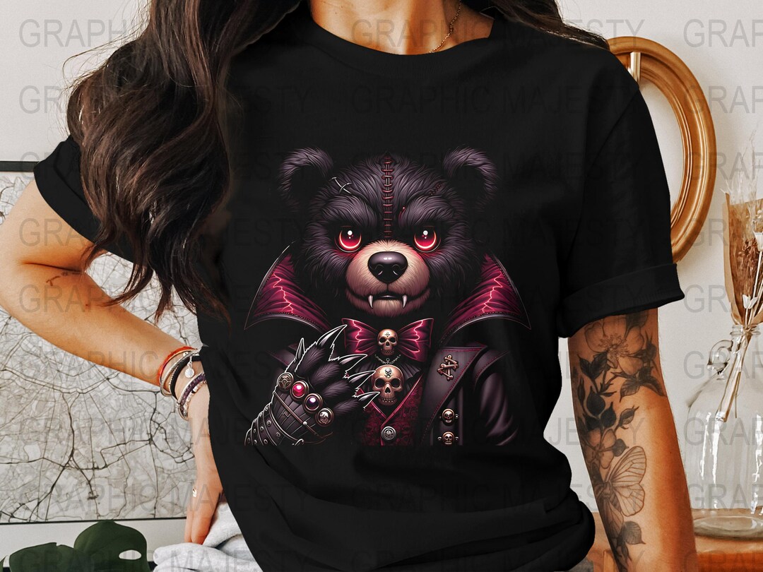 Colorful Cartoon Teddy Bear PNG, Vampire Bear Instant Digital Download ...