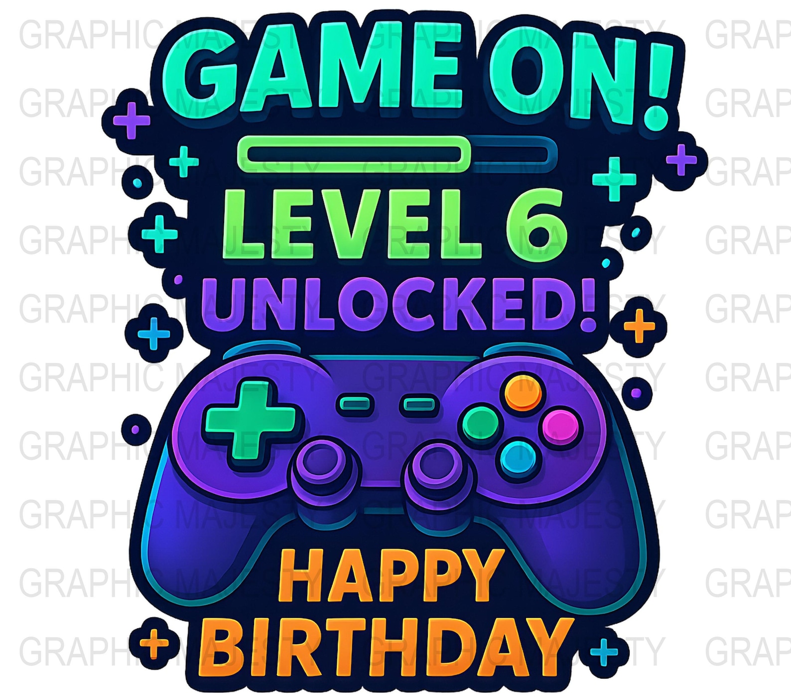 Level 6 Unlocked Gamer Birthday PNG: Controller Graphic (digital ...