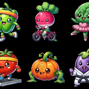 Vegetable Clipart Cute Veggie PNG Healthy Food Clipart Exercise PNG ...