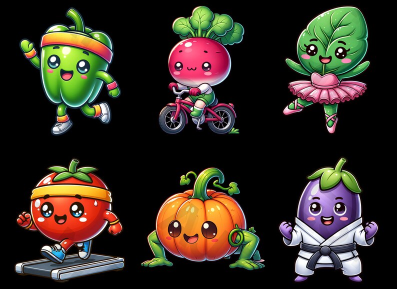 Vegetable Clipart Cute Veggie PNG Healthy Food Clipart Exercise PNG ...