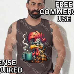 Grumpy Coffee Rooster Clipart: Farm Animal PNG (commercial Use) - Etsy