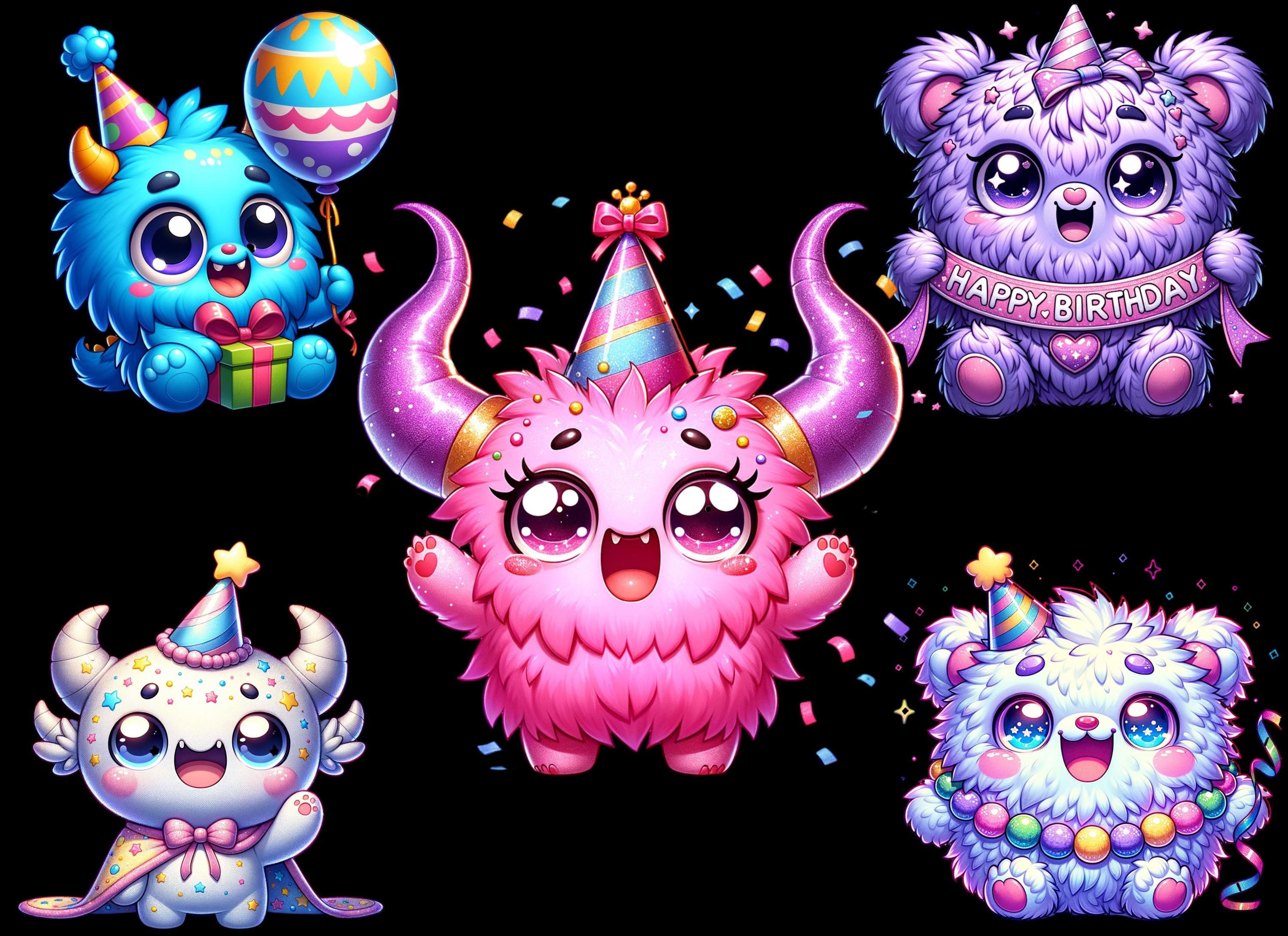 Birthday Monsters Clipart, Cute Celebration Monster PNG, Happy Birthday ...