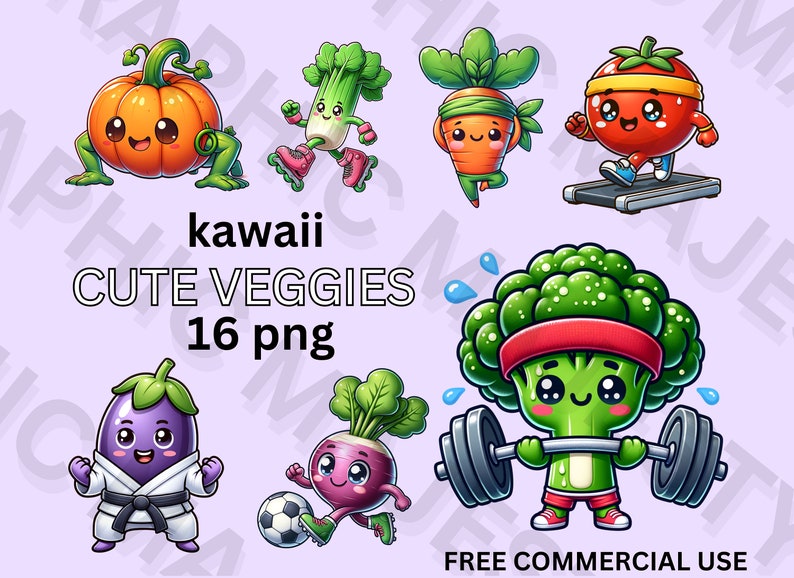 Vegetable Clipart Cute Veggie PNG Healthy Food Clipart Exercise PNG ...