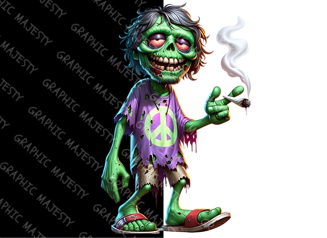 Halloween Stoner Zombie DTG, Marijuana PNG, Weed Clipart, Funny 420 T ...