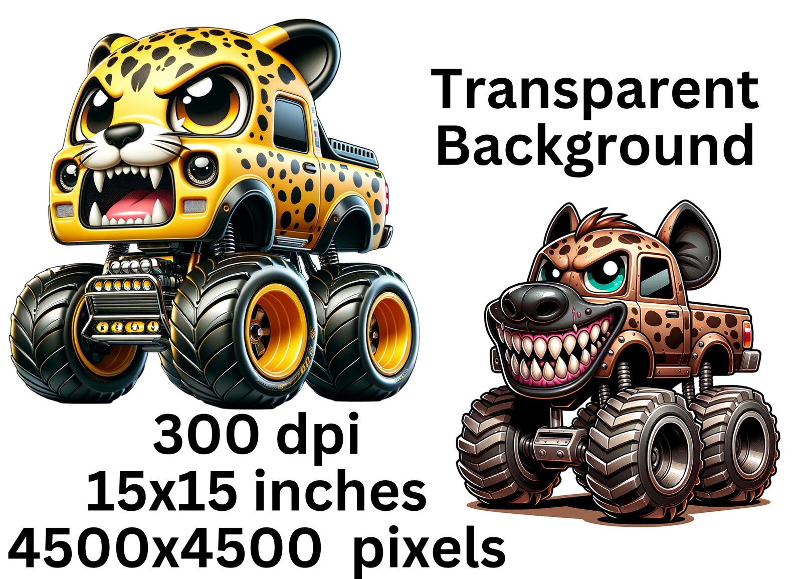 Animal Monster Trucks, Kawaii Clipart PNG, Truck Art, Animal PNG ...