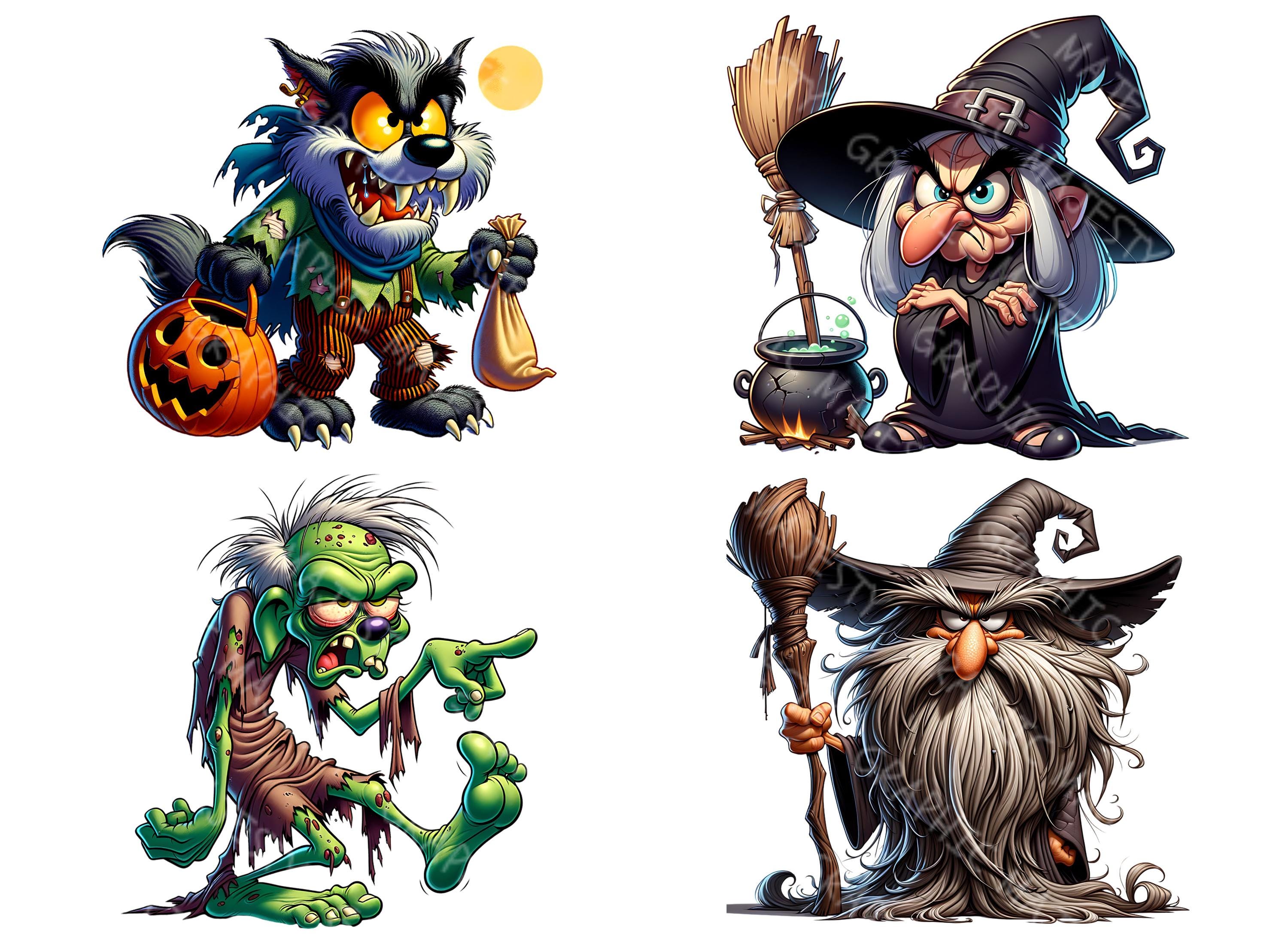 Funny Grumpy Halloween Clipart Bundle, Commercial Use (digital Download ...