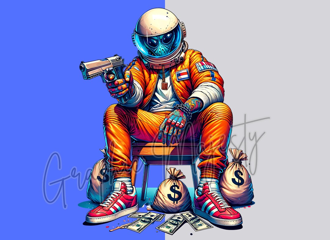 Alien Astronaut Thug PNG File, Instant Download T Shirt Graphic, Urban ...