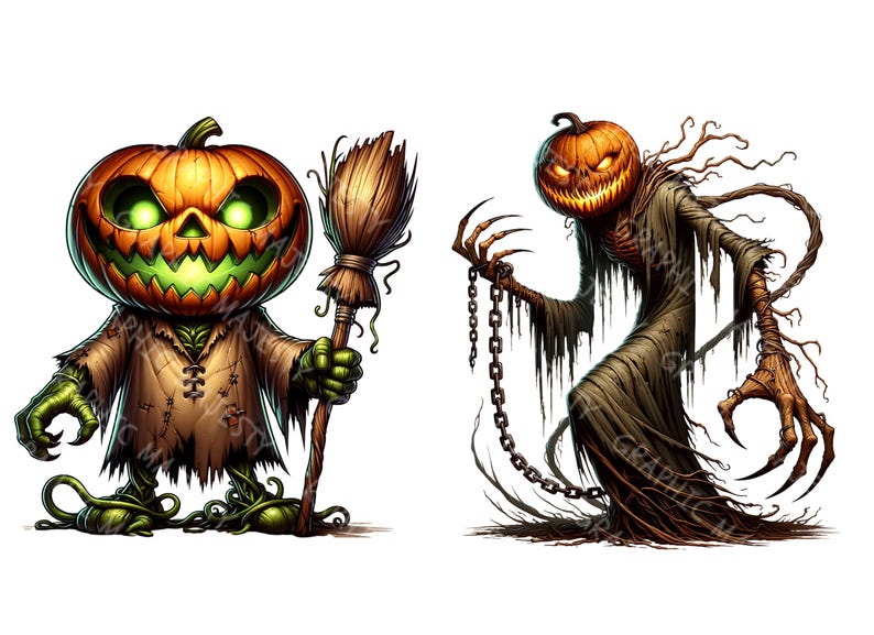 Creepy Jack O'lantern Clipart Bundle: Halloween PNG Images (digital ...