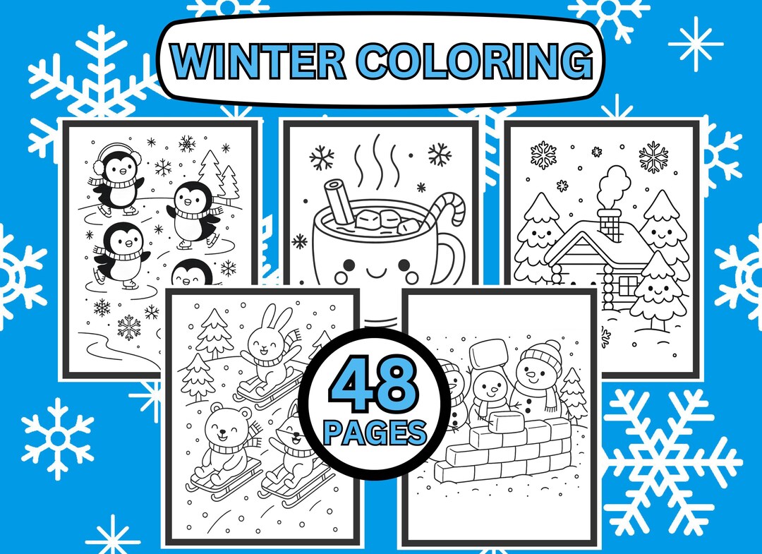 Winter Coloring Book, 48 Cozy Pages (PDF Download) - Etsy