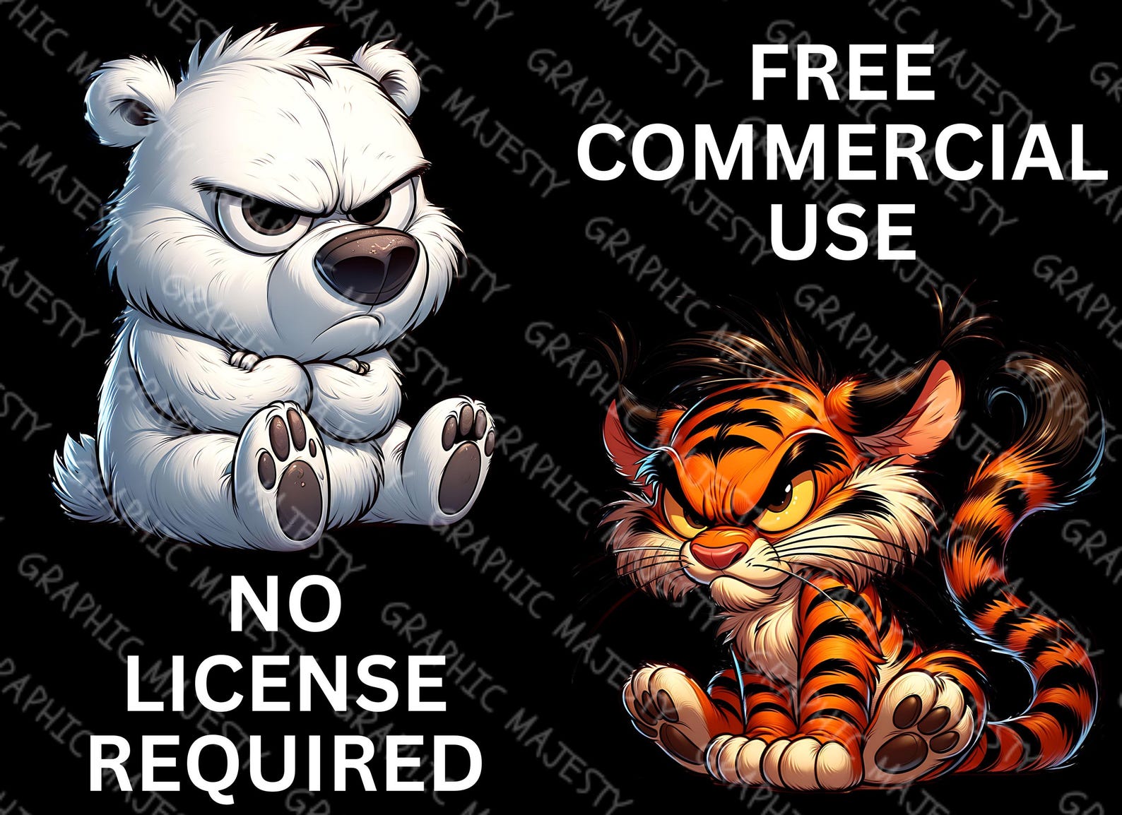 Grumpy Zoo Animals Clipart Bundle, Cute Angry Safari Animals Clipart ...