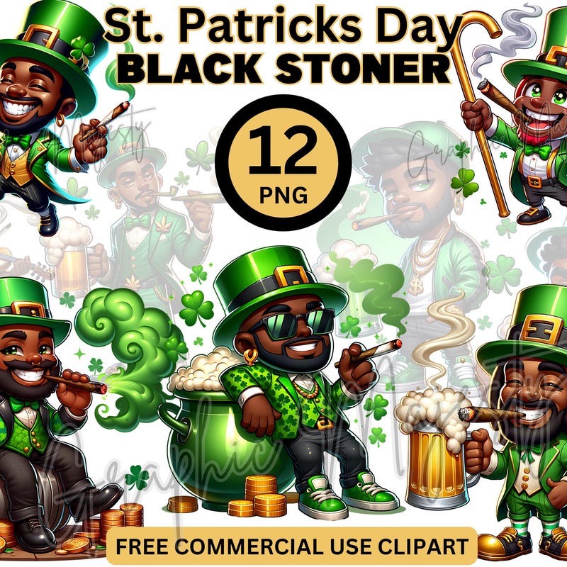 St. Patrick's Day Black and White Clip Art - Etsy