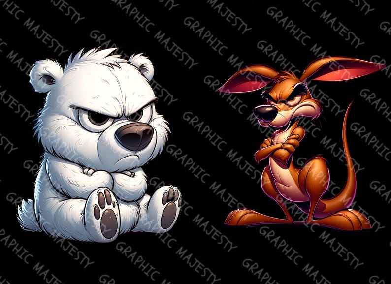 Grumpy Zoo Animals Clipart Bundle, Cute Angry Safari Animals Clipart ...