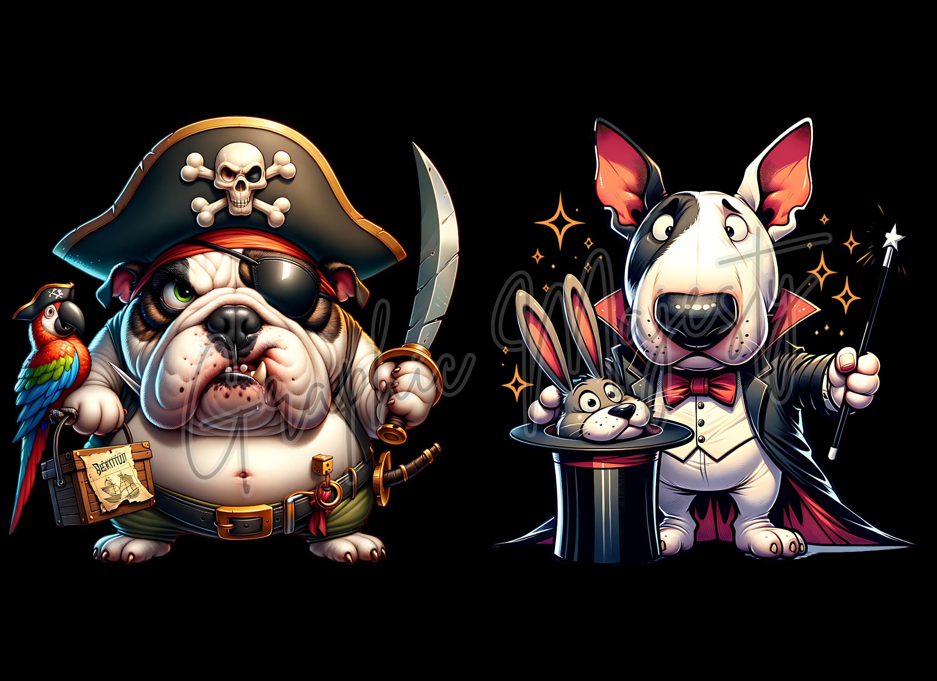 Grumpy Bull Dog Terrier Clipart Bundle, Cute Angry Pitbull Clipart, Dog ...