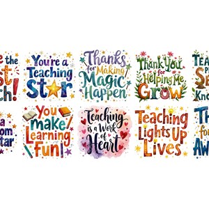 Watercolor Teacher Appreciation Clipart: 10 PNG Bundle (commercial Use ...