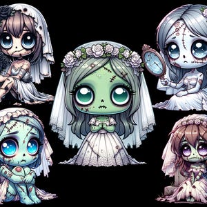 Kawaii Zombie Bride Clipart Cute Zombie PNG Chibi Kawaii Undead Girl ...