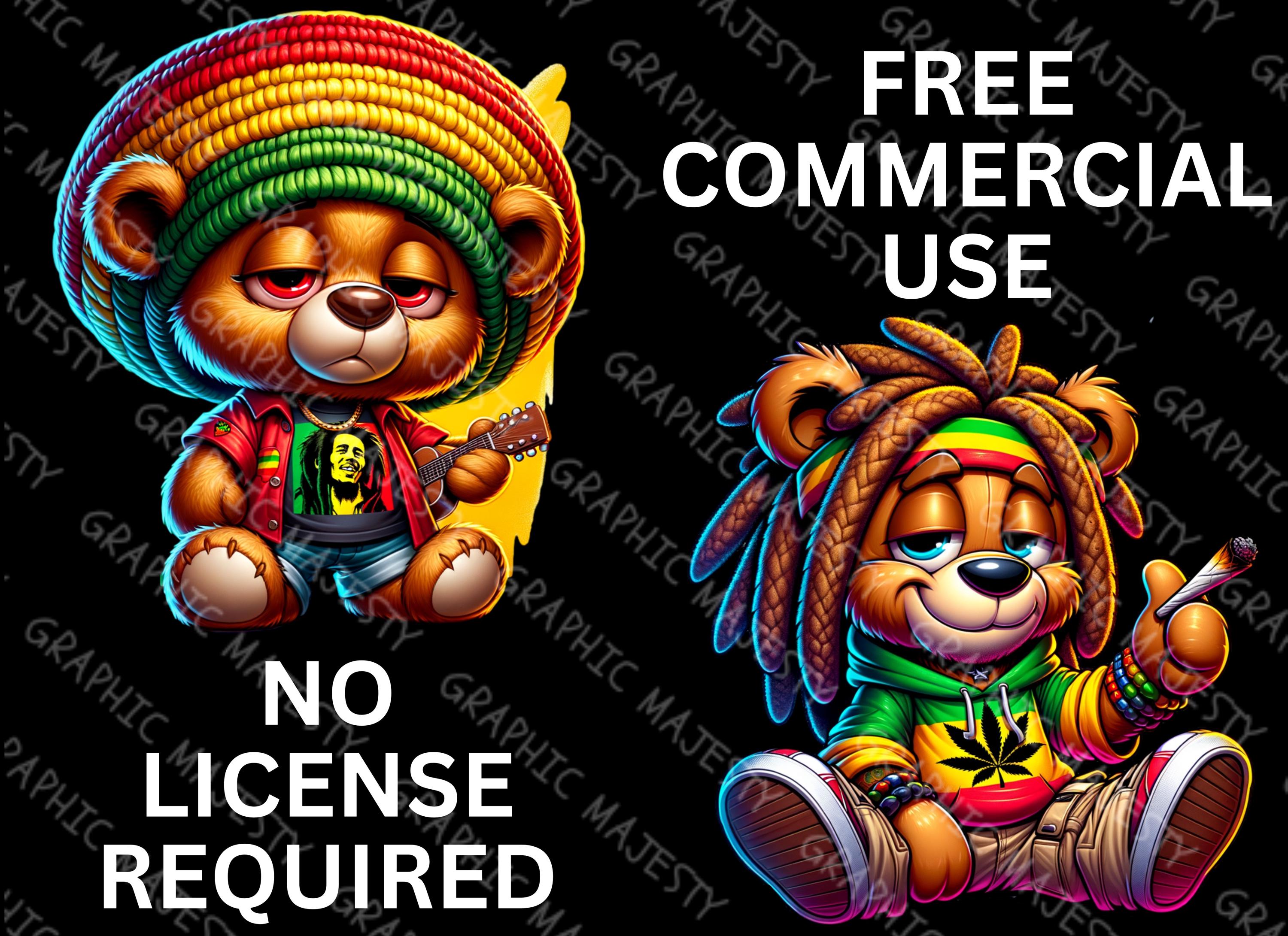 Stoned Rasta Teddy Bear Jamaican Art, Marijuana PNG Weed Clipart, Funny ...