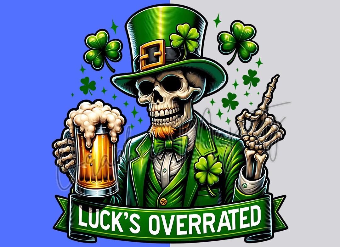 Irish Skeleton St Patricks Day PNG Bundle: Shamrock Clipart (digital ...