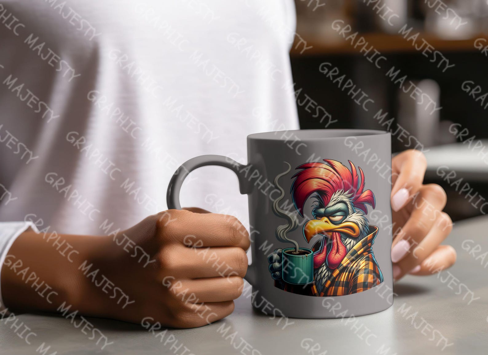 Grumpy Coffee Rooster Clipart: Farm Animal PNG (commercial Use) - Etsy
