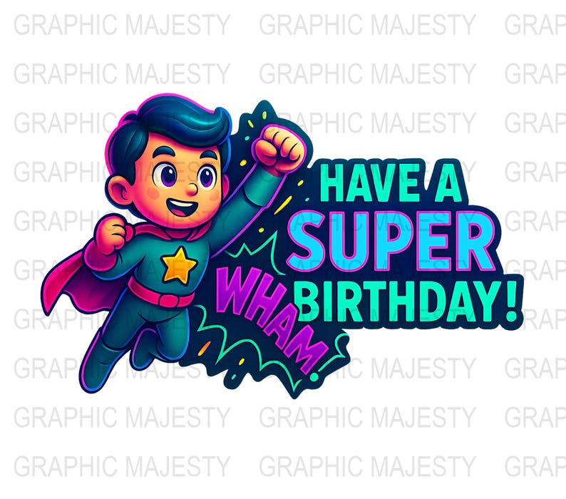 Happy Birthday Super Hero PNG, DTG Sublimation, Boys Birthday Graphic ...
