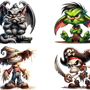 Funny Grumpy Halloween Clipart Bundle, Commercial Use (digital Download ...