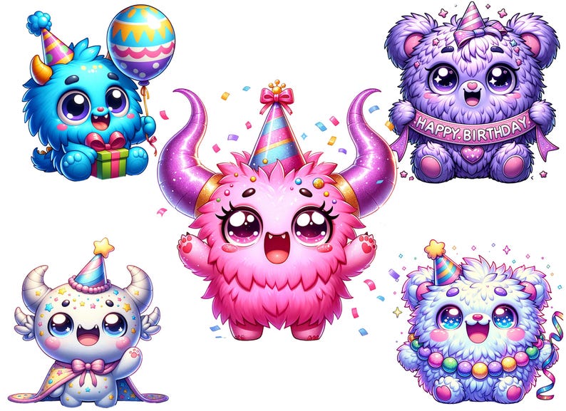 Birthday Monsters Clipart, Cute Celebration Monster PNG, Happy Birthday ...