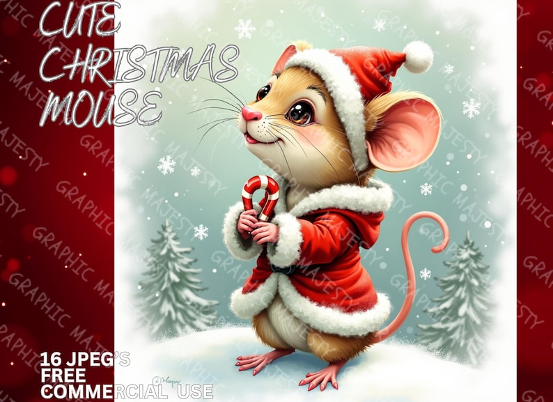 Cute Christmas Mouse Clipart, High Quality Jpegs (digital Download) - Etsy