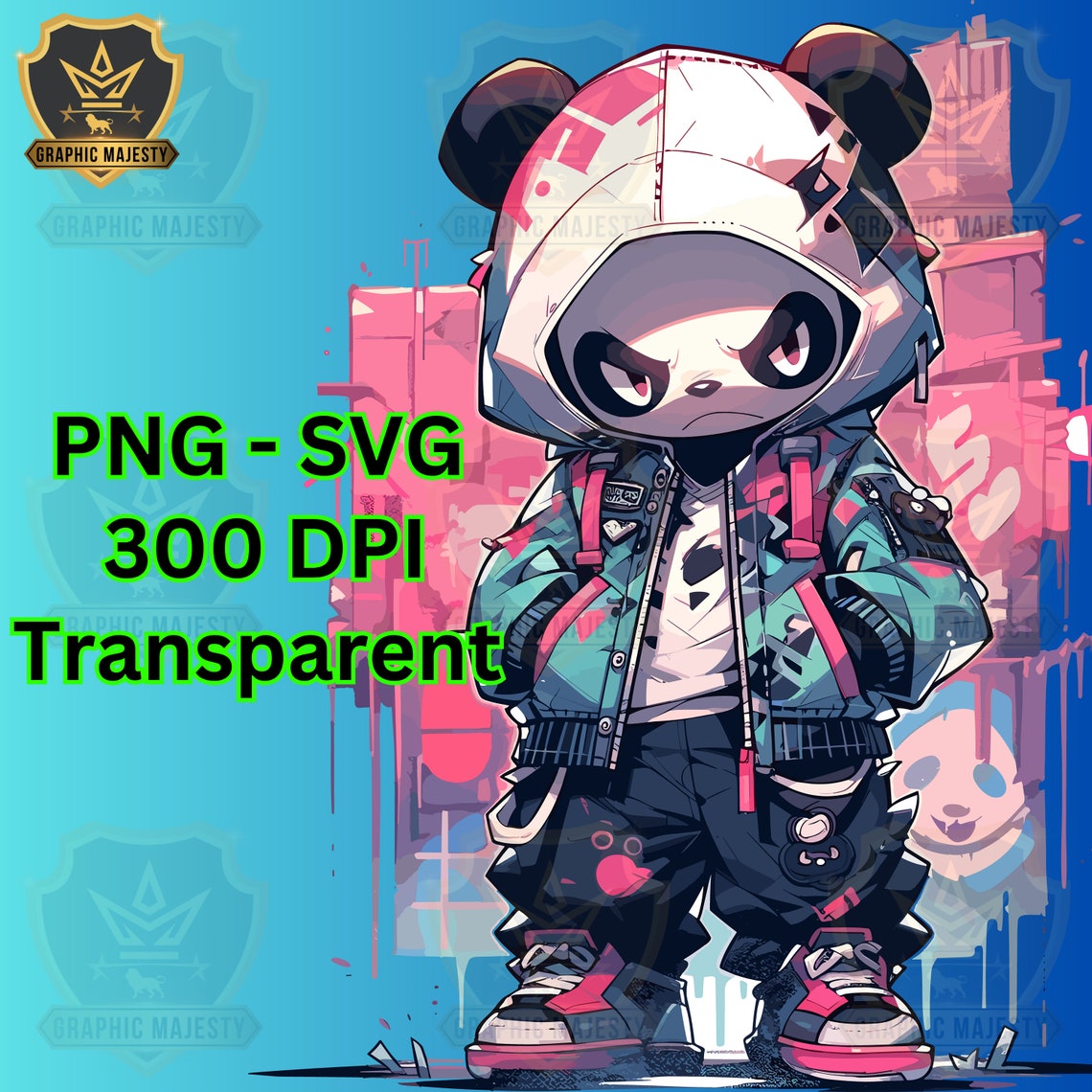 Anime Graffiti Panda Bundle 3 PNG & 3 SVG - Bear T-shirt Sticker ...
