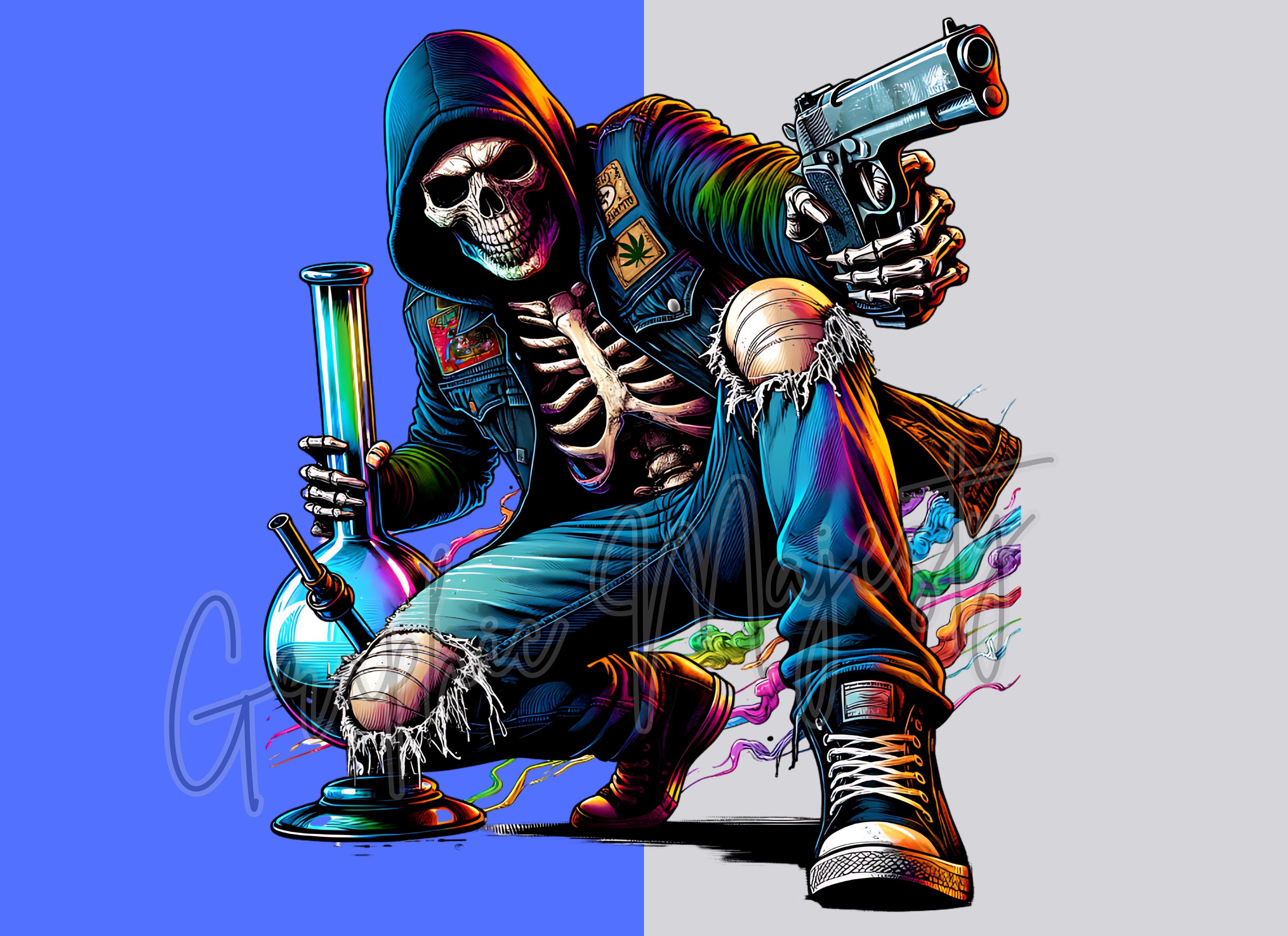 Stoner Thug Skeleton PNG Instant Download T Shirt Graphic, Hip Hop ...