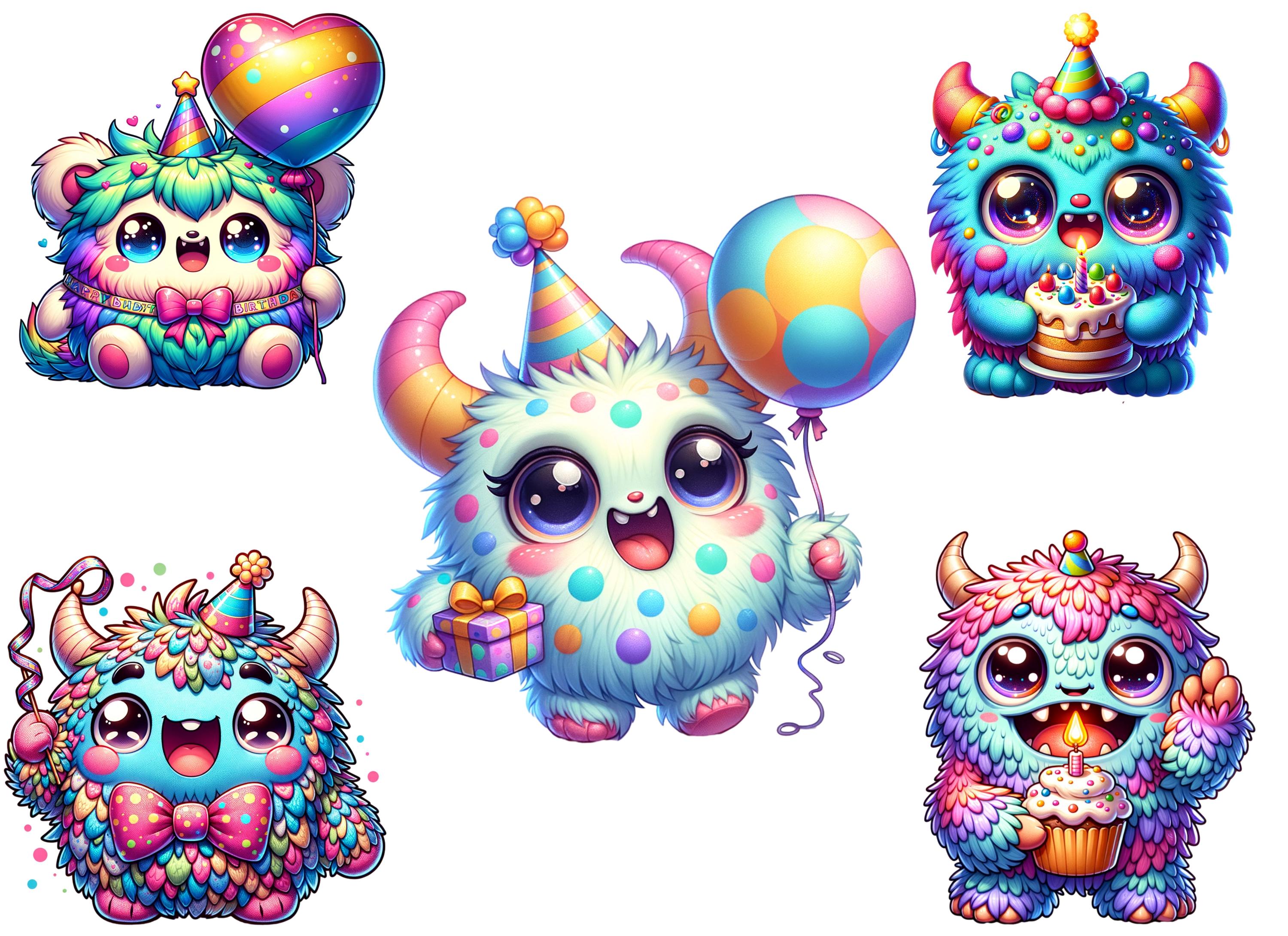 Birthday Monsters Clipart, Cute Celebration Monster PNG, Happy Birthday ...