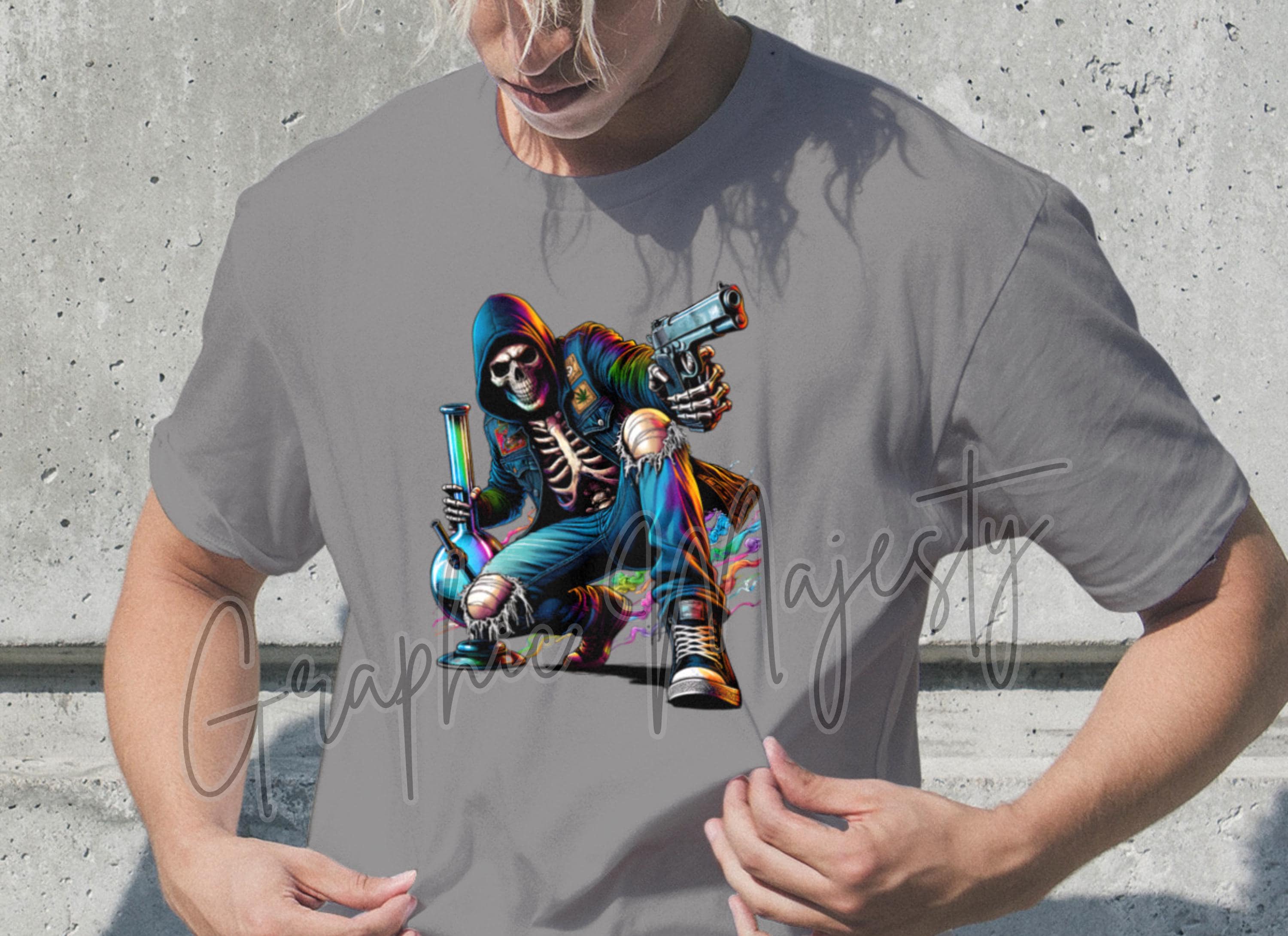 Stoner Thug Skeleton PNG Instant Download T Shirt Graphic, Hip Hop Skull Art, Trendy Urban DTF ...