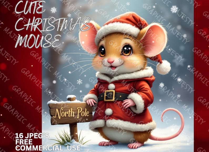 Christmas Mouse Clipart, Holiday JPEG Images (digital Download - Etsy