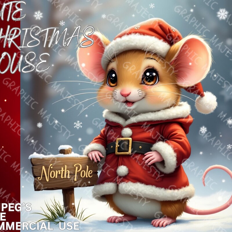 Christmas Mouse Clipart - Etsy