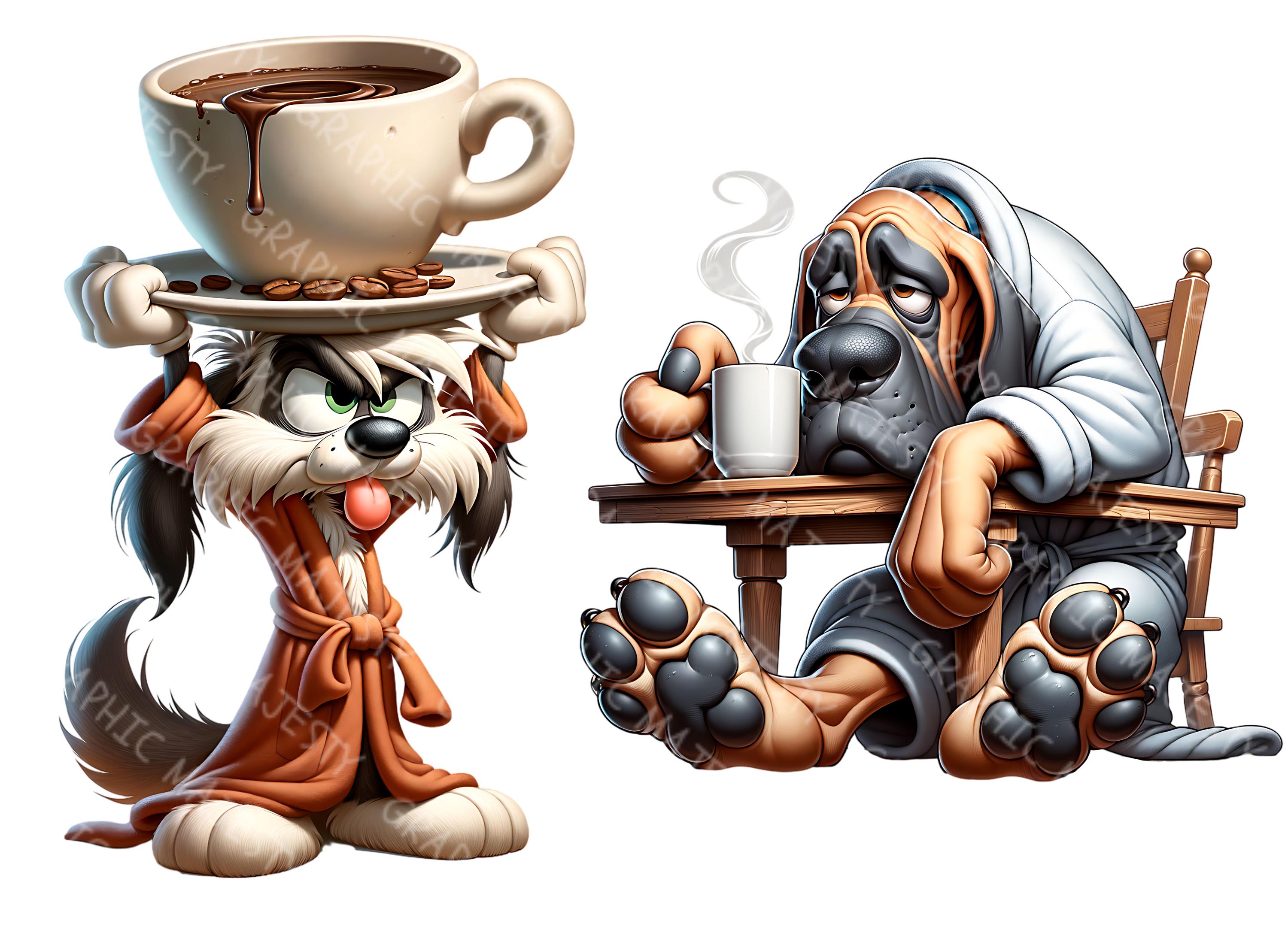Grumpy Coffee Dog PNG Clipart Bundle (commercial Use) - Etsy
