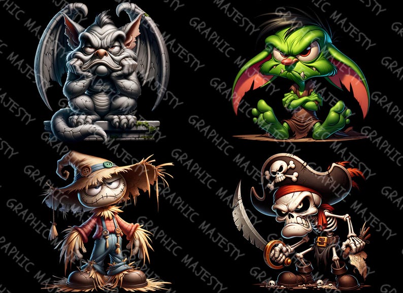 Funny Grumpy Halloween Clipart Bundle, Commercial Use (digital Download ...