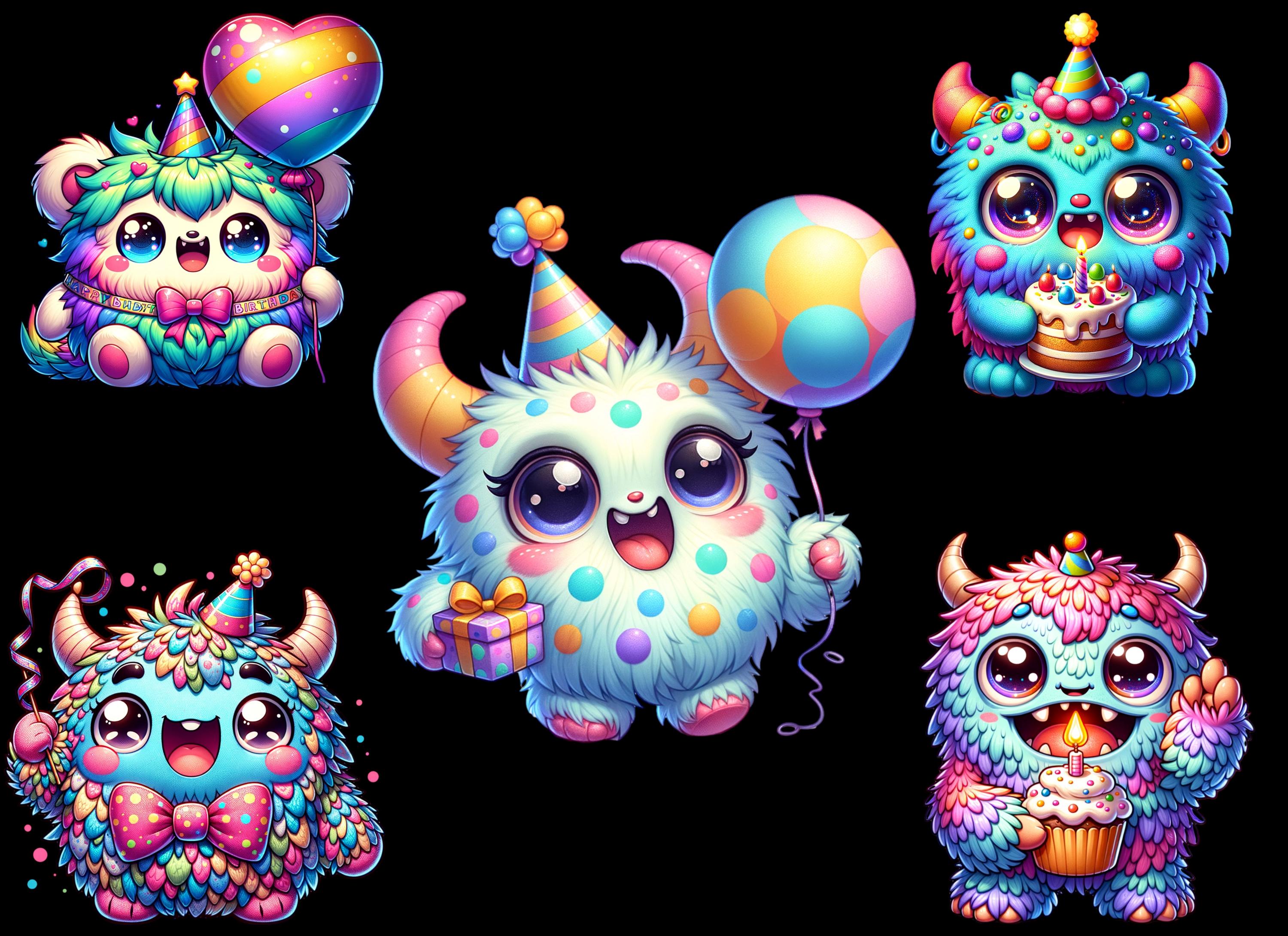 Birthday Monsters Clipart, Cute Celebration Monster PNG, Happy Birthday ...