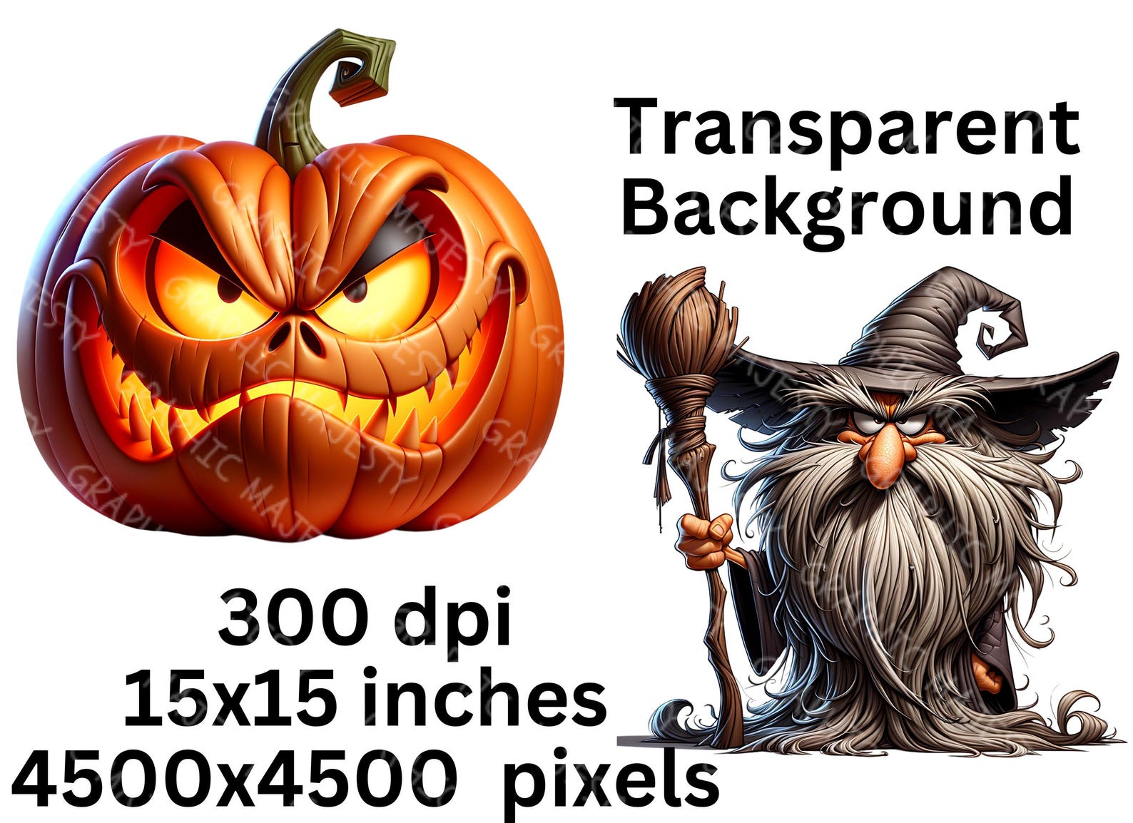 Funny Grumpy Halloween Clipart Bundle, Commercial Use (digital Download ...