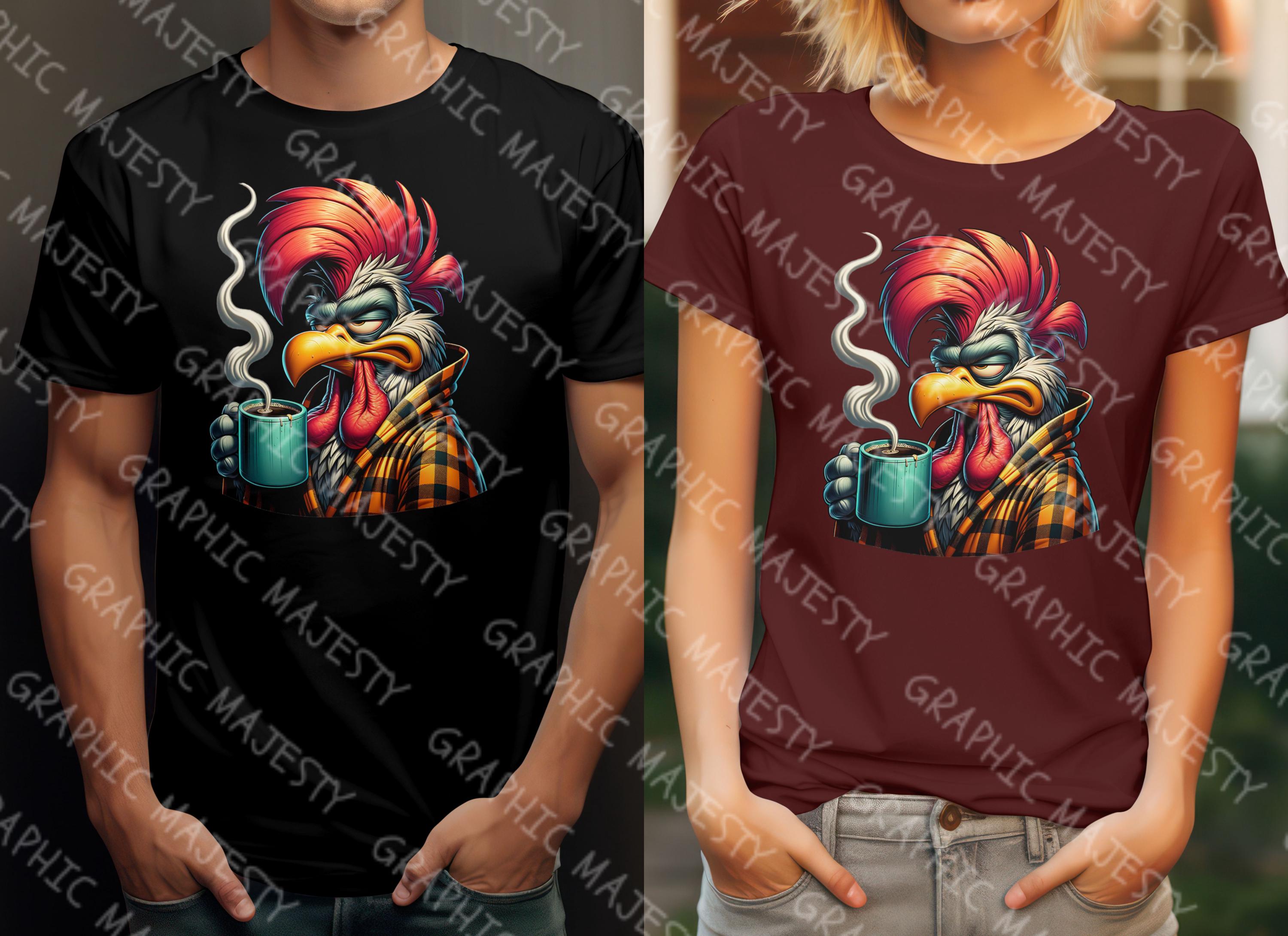 Grumpy Coffee Rooster Clipart: Farm Animal PNG (commercial Use) - Etsy