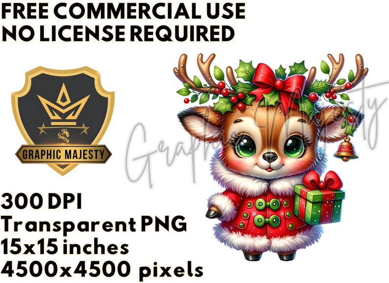 18 Christmas Reindeer Clipart Set, Watercolor PNG Graphics (digital ...
