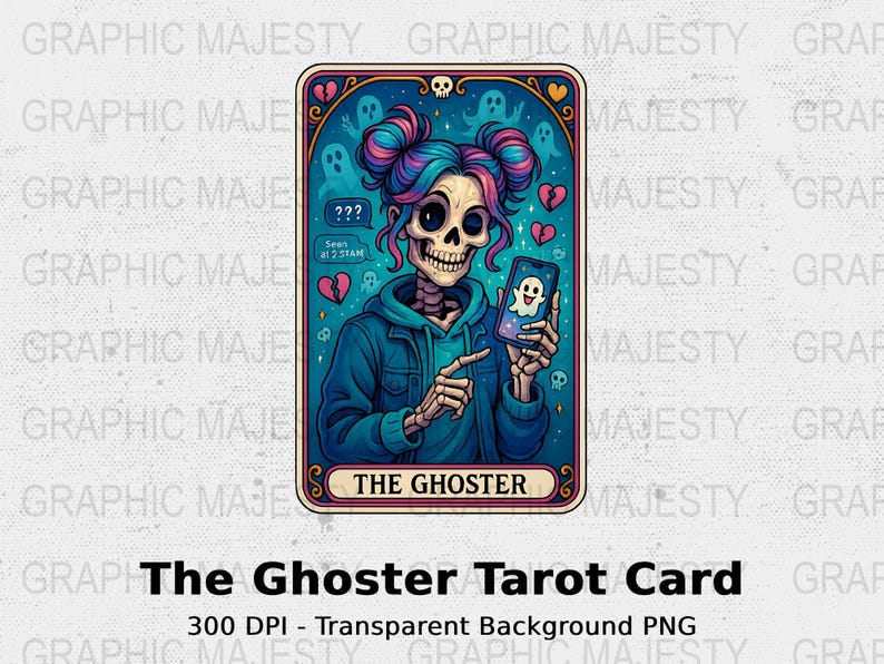 The Ghoster Tarot Card Digital Art, Spooky Skeleton Digital, Halloween ...