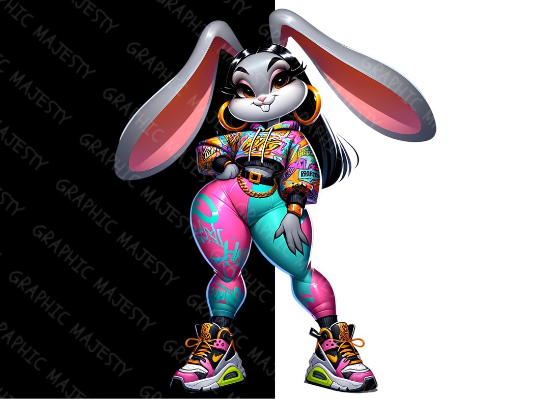 Cute Streetwear Rabbit PNG, Trendy Hip Hop Clipart Design, Urban DTG ...