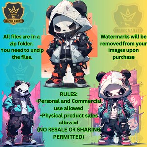 Anime Graffiti Panda Bundle 3 PNG & 3 SVG - Bear T-shirt Sticker ...