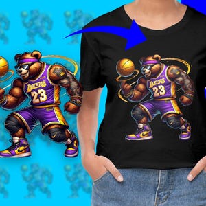 Lakers Bear Digital Art, Cartoon Bear, Basketball Art, Mascot Design ...