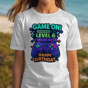 Level 6 Unlocked Gamer Birthday PNG: Controller Graphic (digital ...